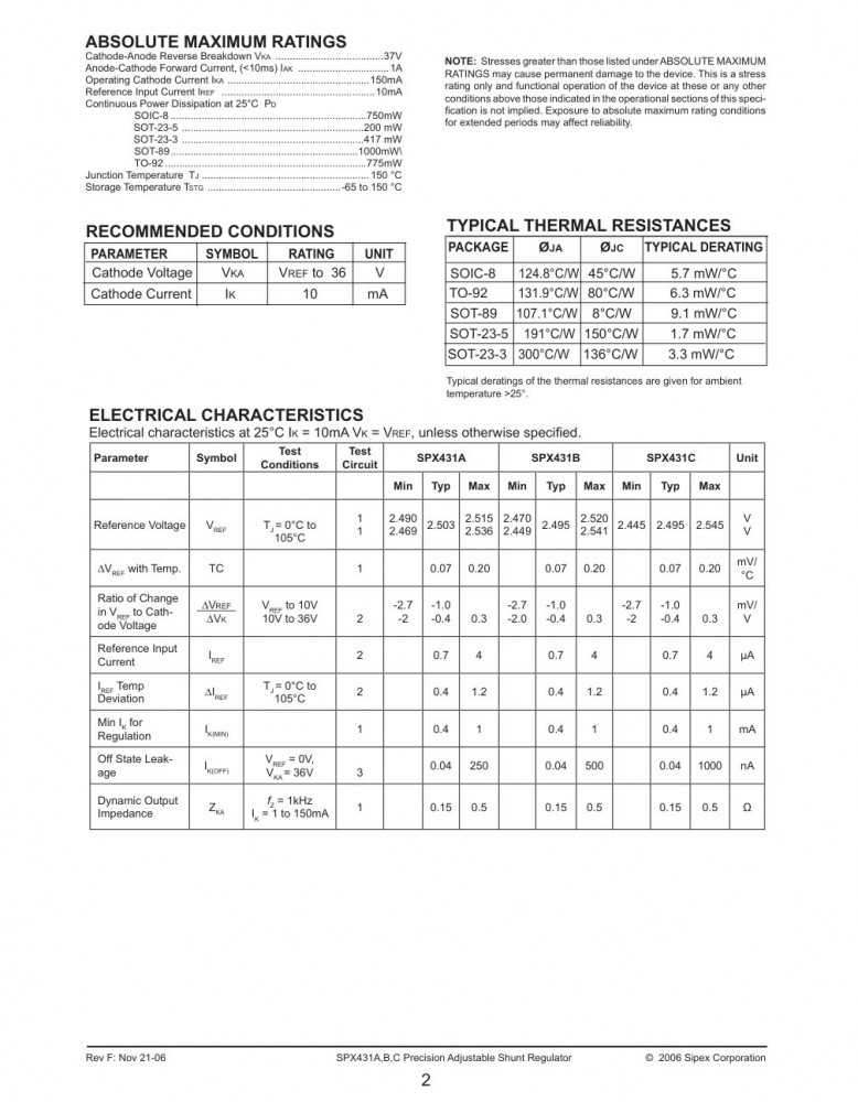 SPX431 datasheet page 2