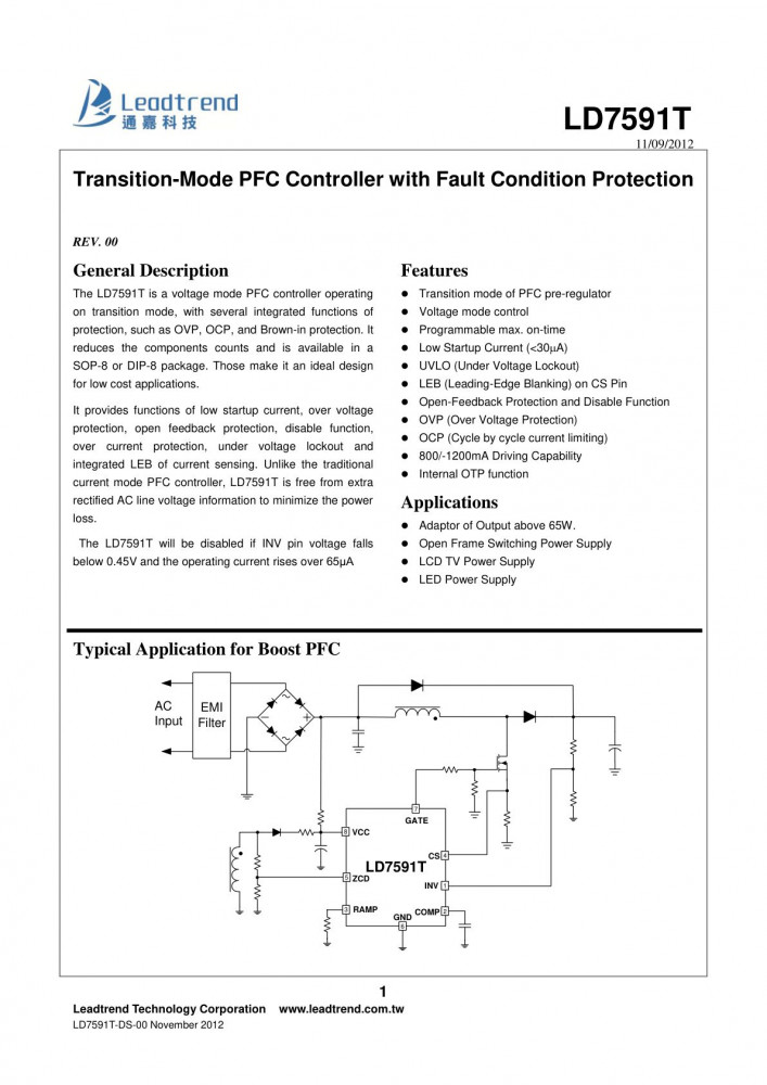 LD7591T datasheet page 1