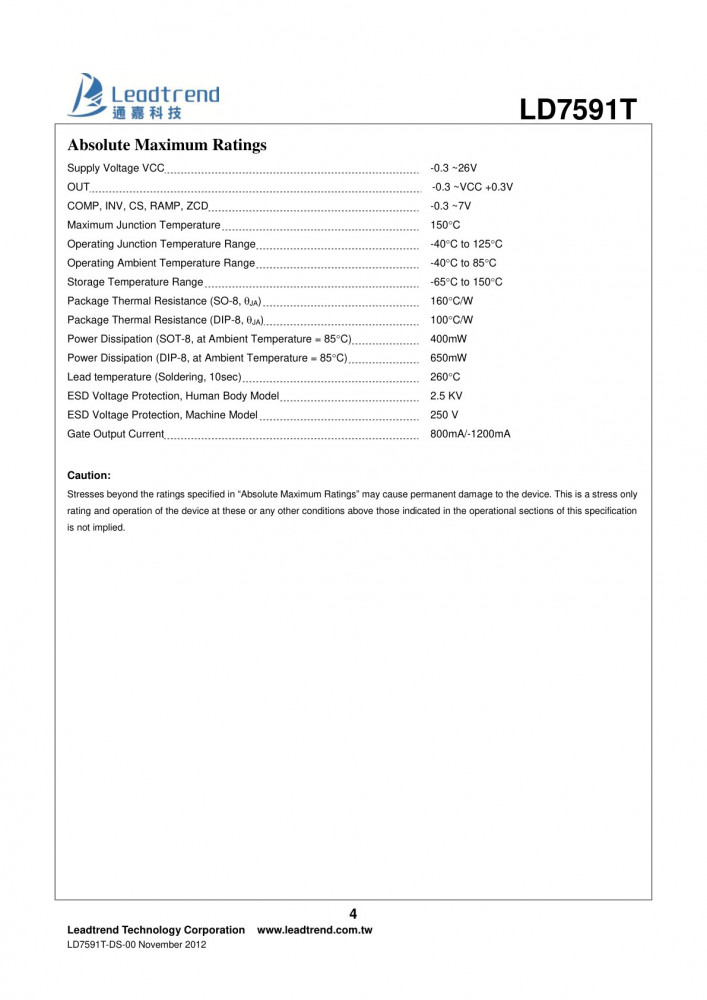 LD7591T datasheet page 4