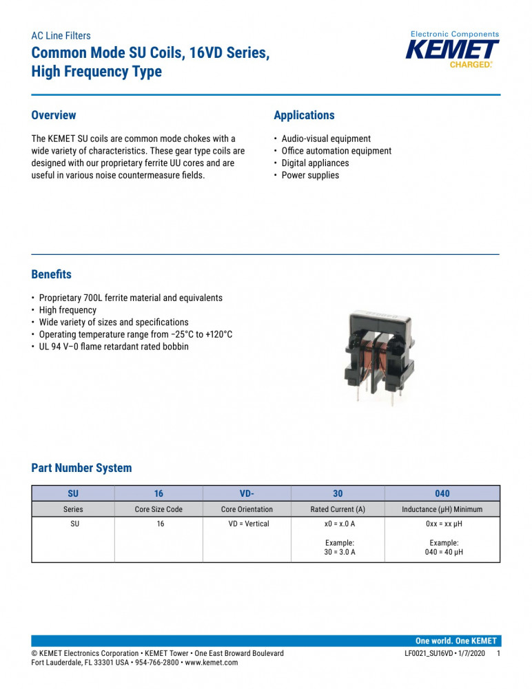 KEMET SU16VD series datasheet page 1