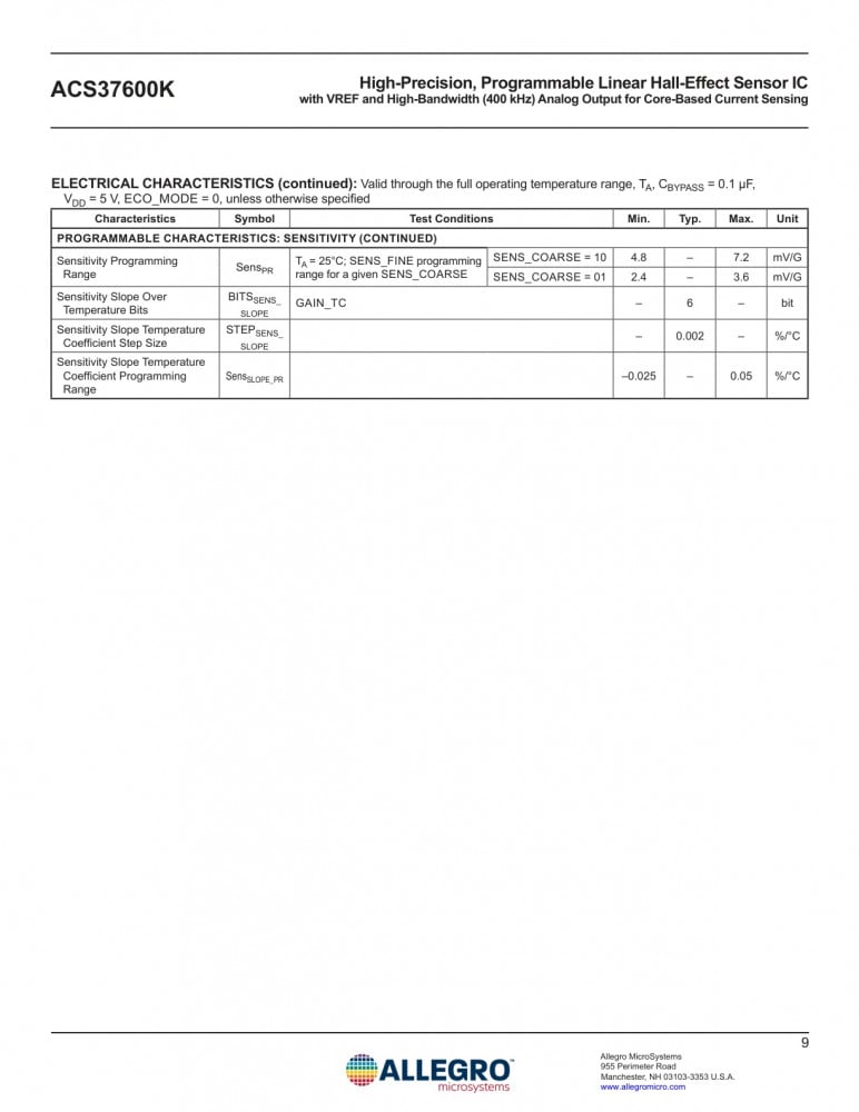 ACS37600 datasheet page 9