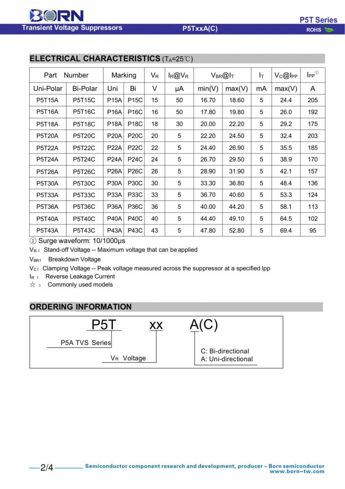 BORN P5T22A datasheet page 2