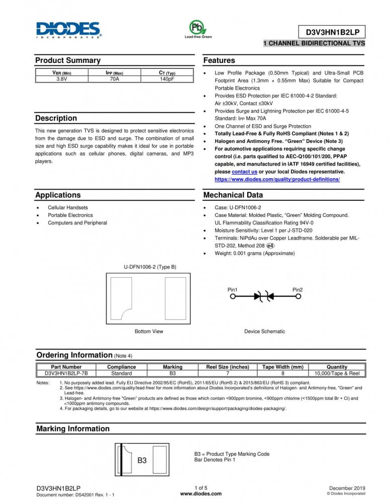 D3V3HN1B2LP-7B datasheet page 1
