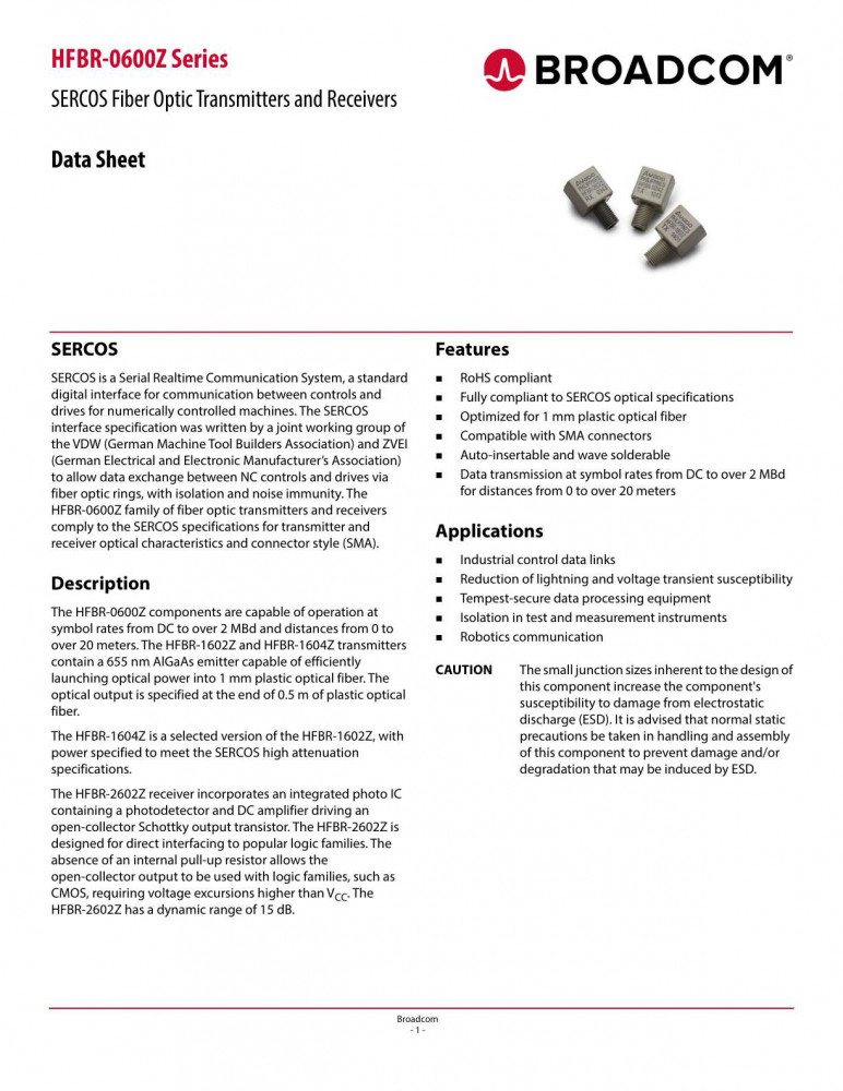HFBR-2602Z datasheet page 1
