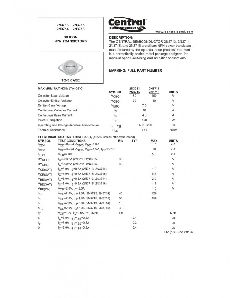 2N3715 datasheet page 1