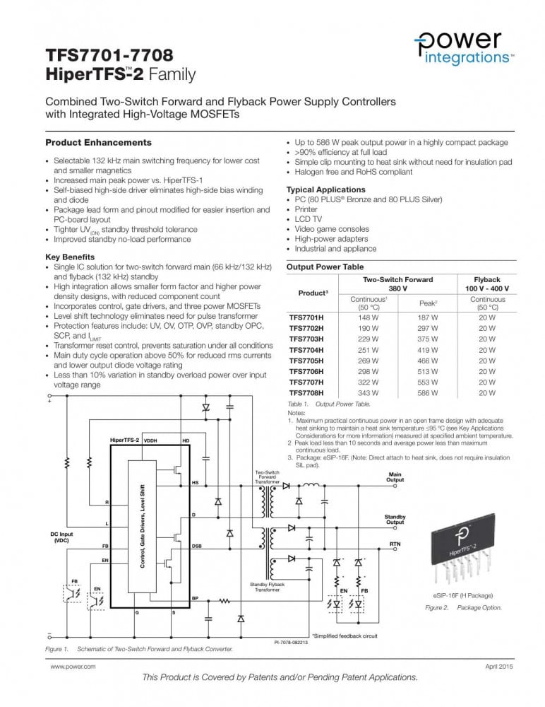 TFS7707H technical document page 1