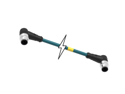 Micro-Change(M12) Double-Ended Cordset, 4 Poles, D-Coded, Male (Straight) to Male Push/Pull RJ-45, 22 AWG, Shielded PUR Cable, 20.0m (65.62') Length