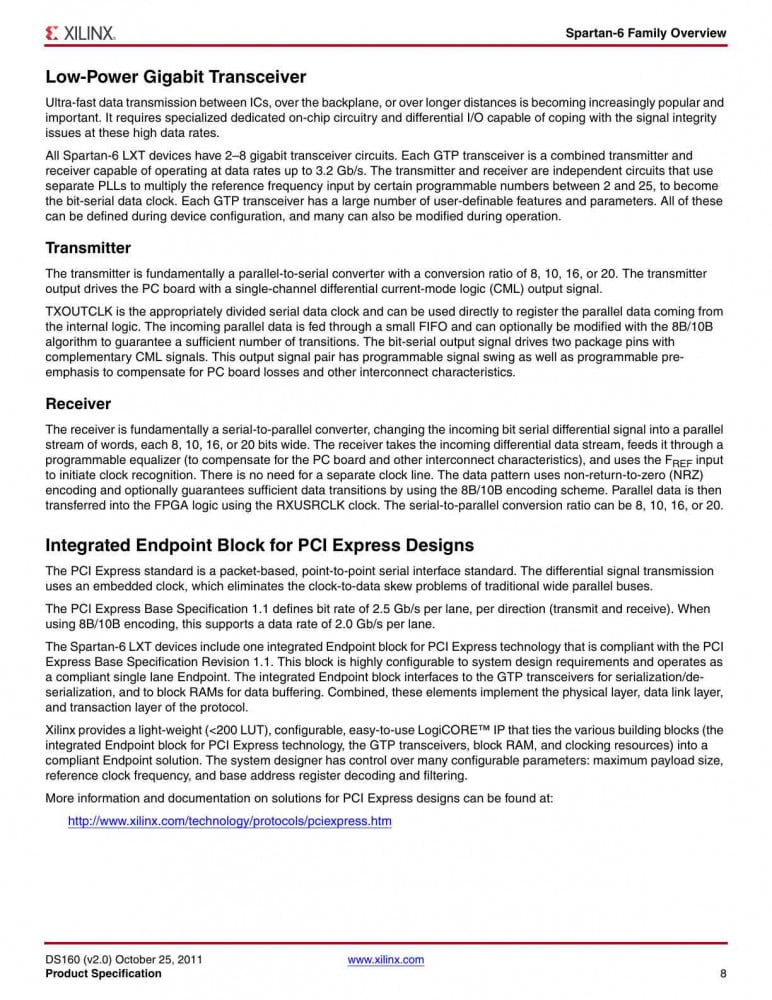 Spartan-6 datasheet page 8