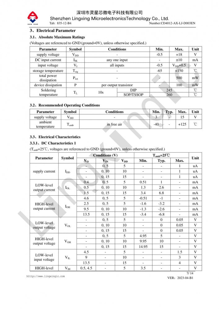 CD4012BM(LX) datasheet page 7