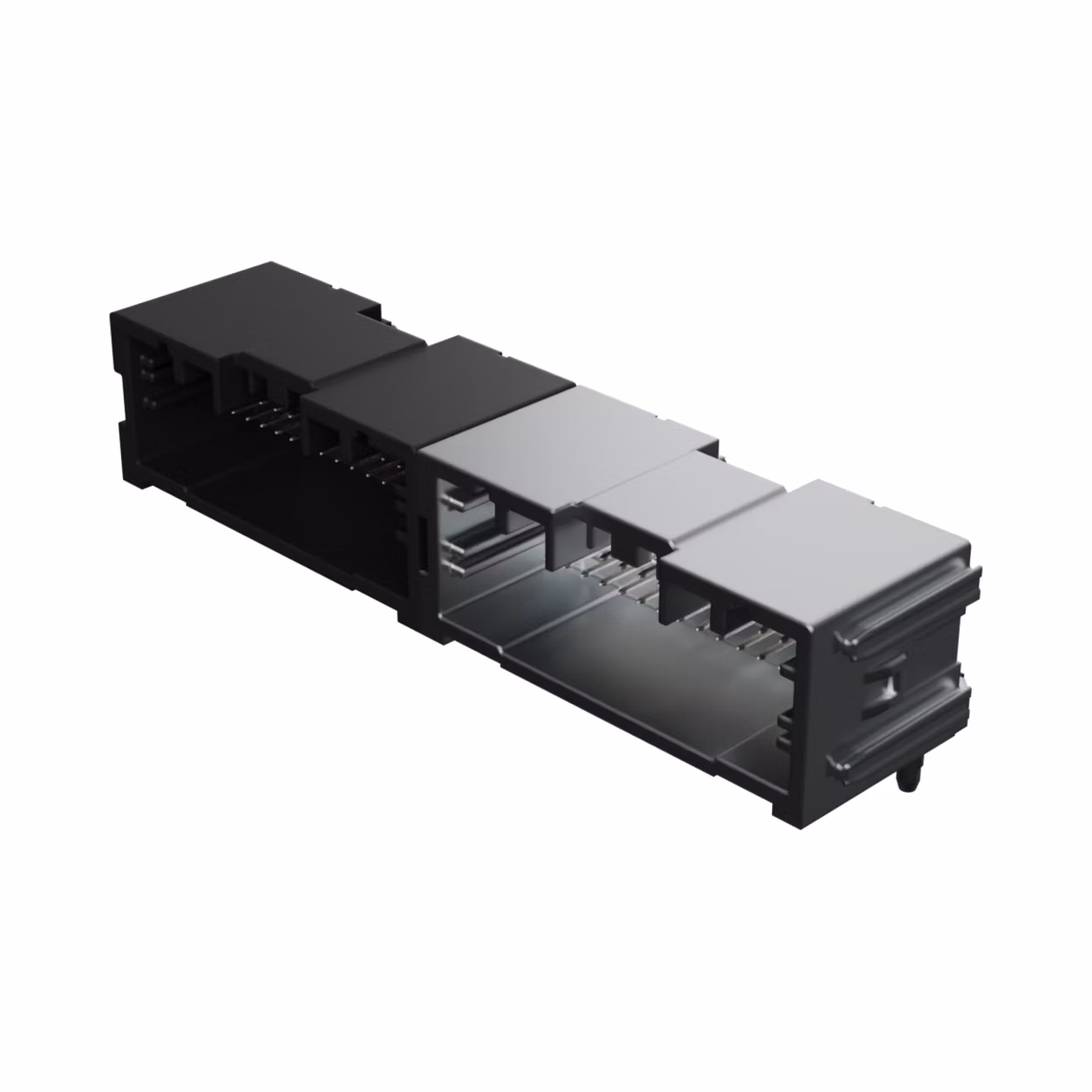 Mini50 Unsealed 2 Bay Right-Angle Headers, 68 Circuits, Bay A 34 Circuit  Hybrid, Polarization A, Black; Bay B 34 Circuit Hybrid, Polarization B,  Gray; Tray for sale