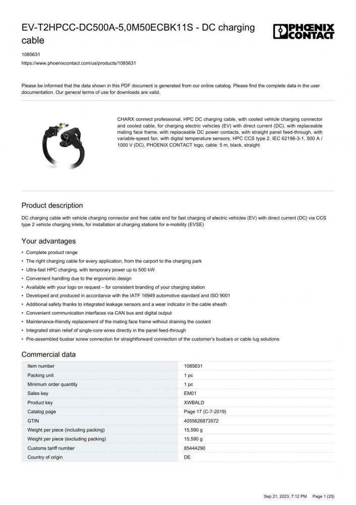 Phoenix Contact 1085631 technical document page 1