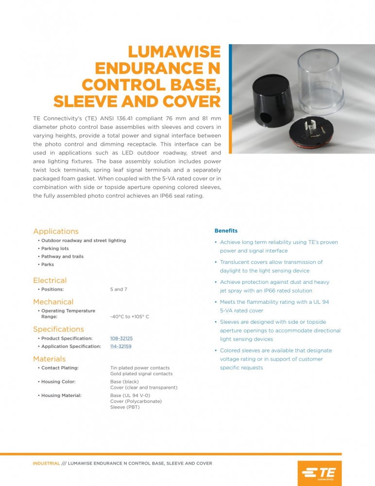 TE Connectivity LUMAWISE ENDURANCE N document page 1