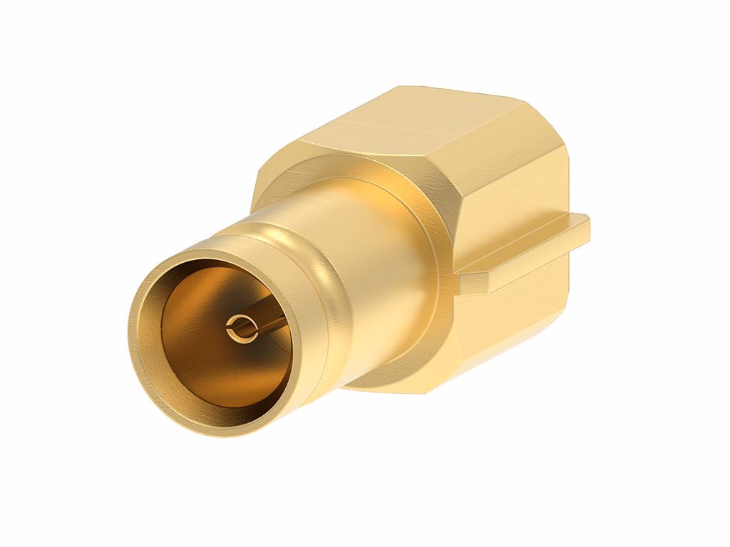 BNC Jack, Right-Angle, Bulkhead Receptacle, PCB, Die Cast Body, Bright Tin (Sn) Plated, Low Profile, Housing Height 8.69mm, Nut and Lockwasher Not Included, Tray, 75 Ohms