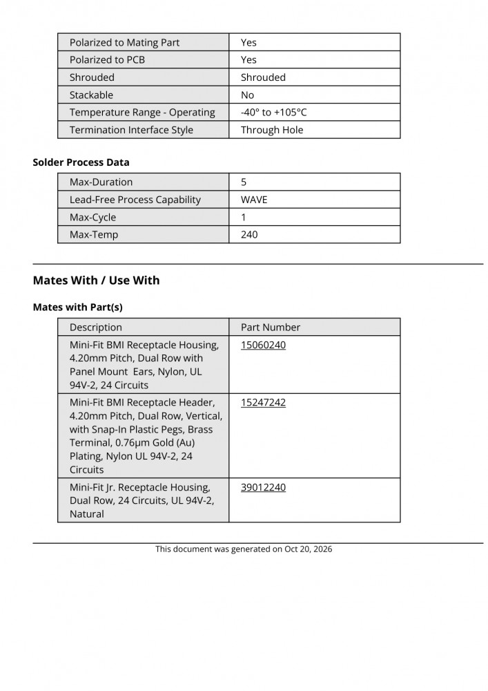 MOLEX MINI-FIT specification page preview 4