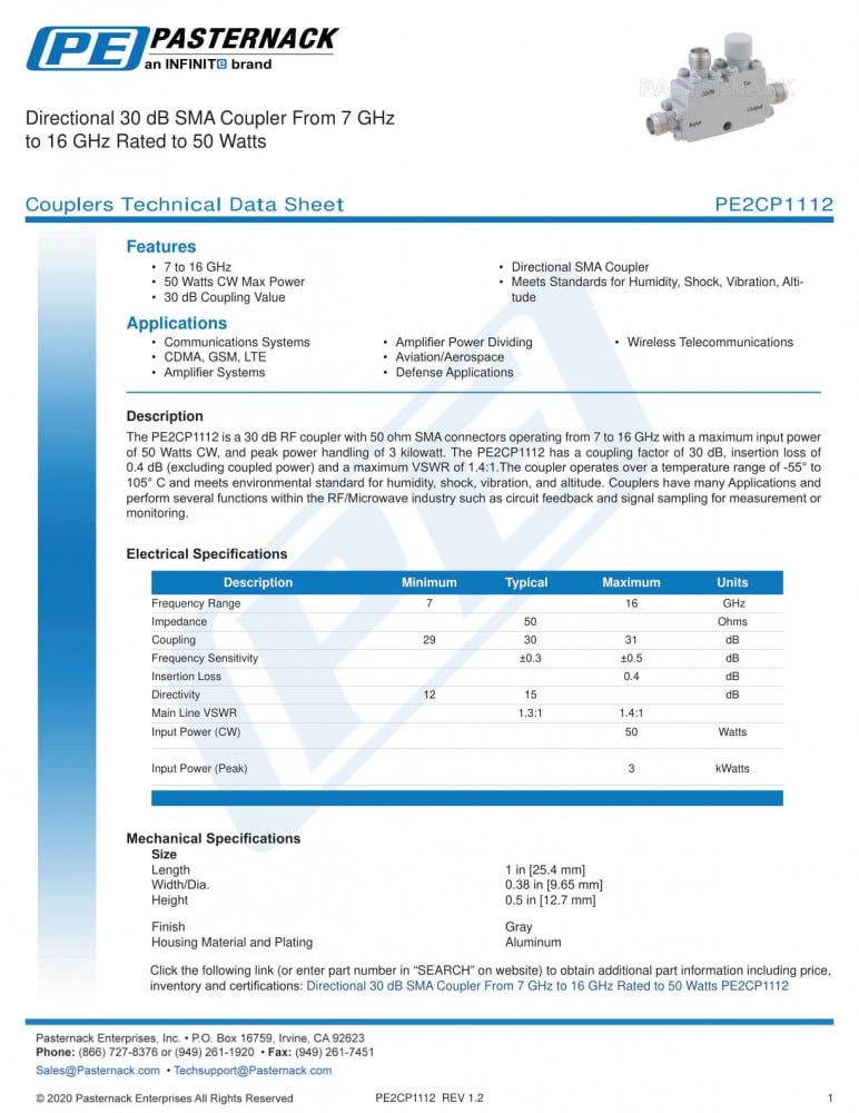 PE2CP1112 technical document page 1