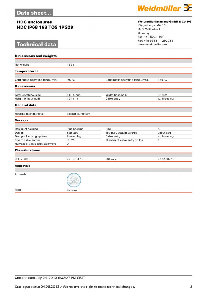 WEIDMULLER HDC enclosure document page 2