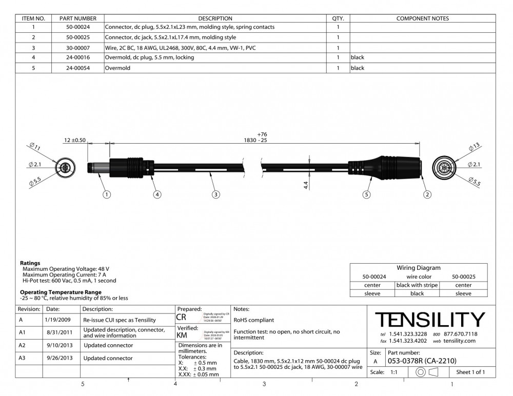 Tensility International 053-0378R product drawing