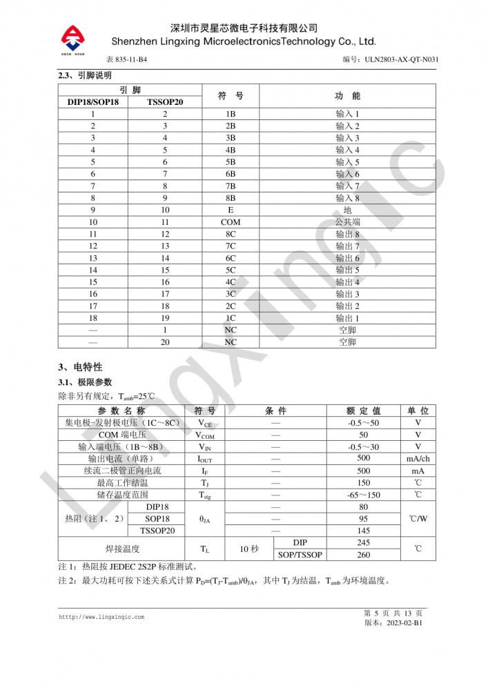 ULN2803AN(LX) datasheet page 5