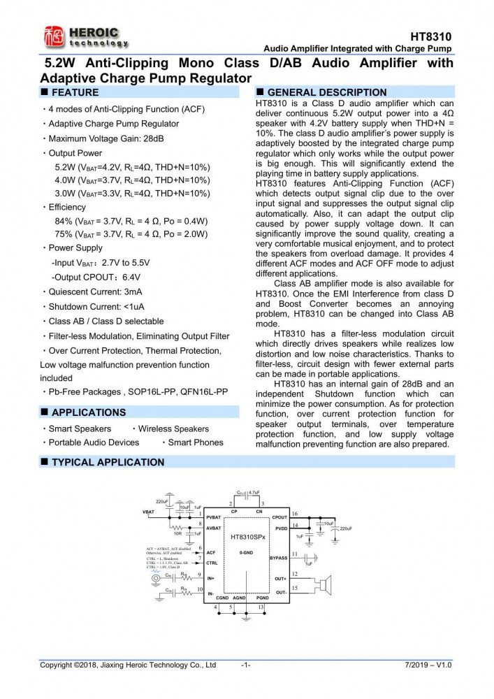 HT8310 technical document page 1