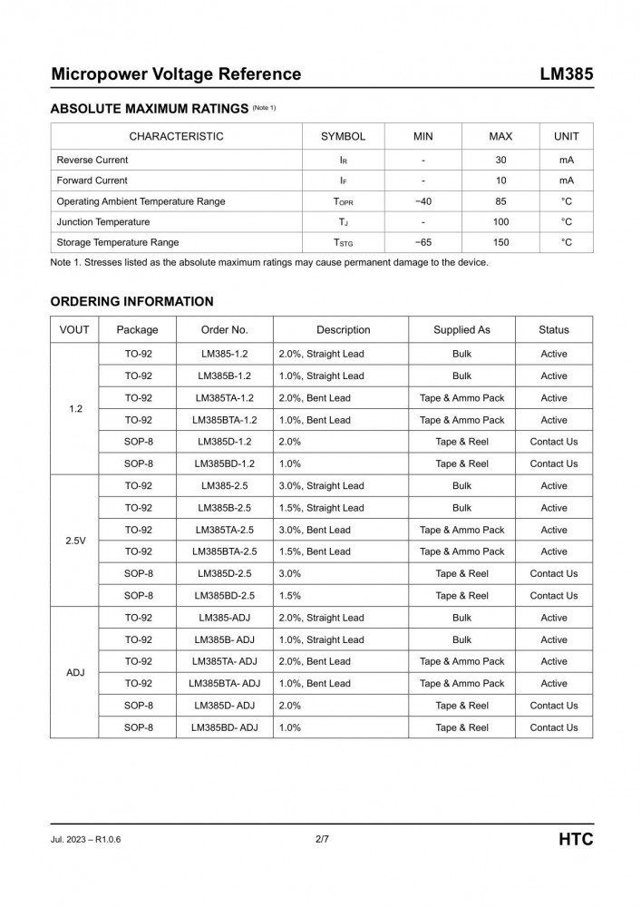 LM385 datasheet page 2