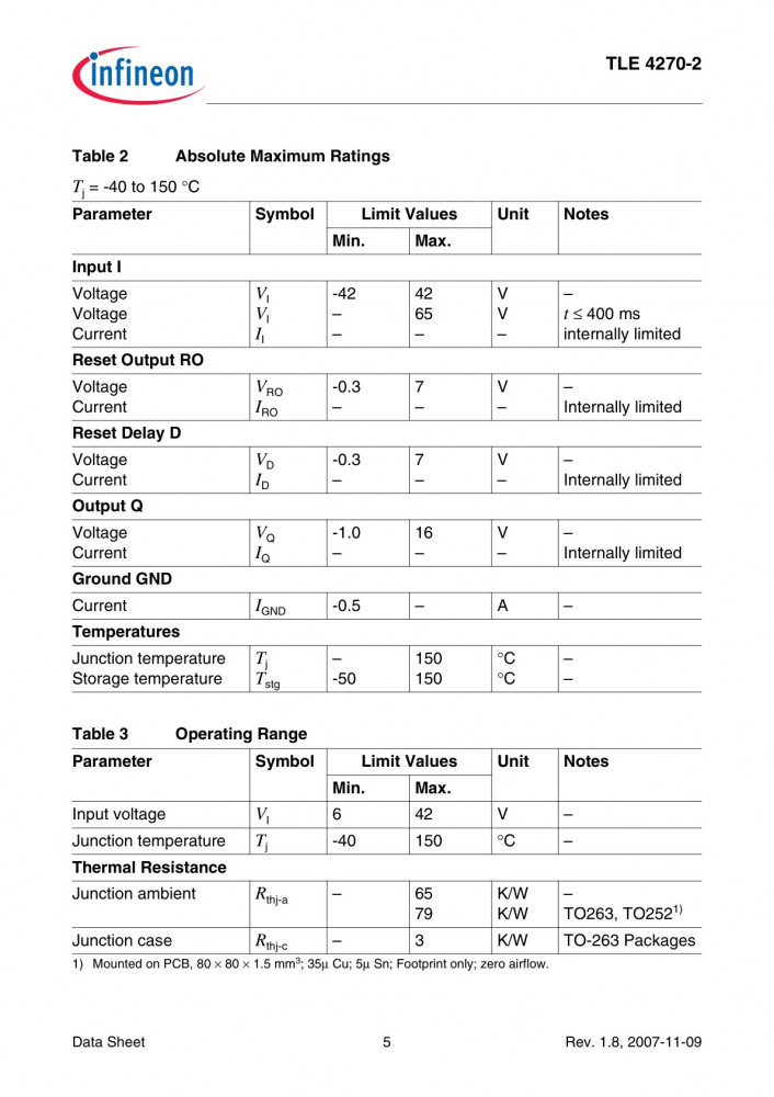 TLE4270-2 technical document page 5