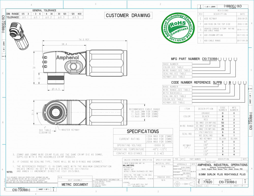 Amphenol SLPPB35BSO customer drawing preview