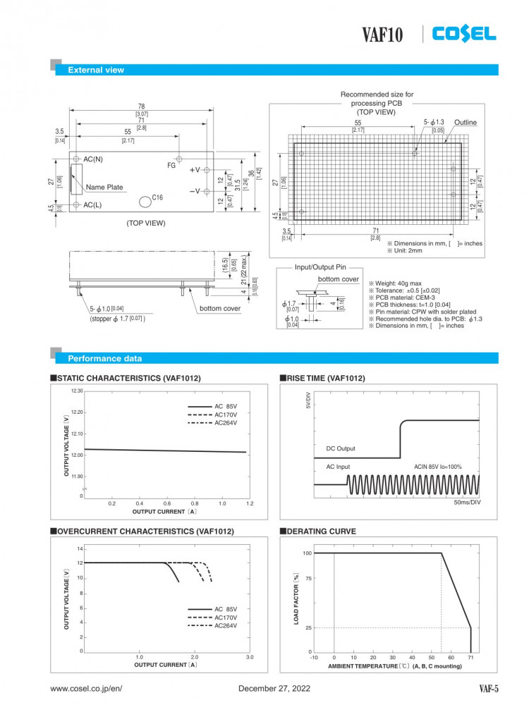 Cosel VAF1024 datasheet page 5