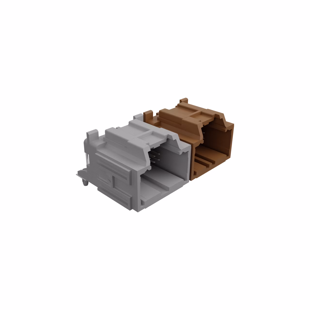 Stac64 2 Bay Right-Angle Headers, 32 Circuits, Bay A 16 Circuit Signal Header, Polarization B, Gray; Bay B 16 Circuit Signal Header, Polarization C, Brown; Tray for sale