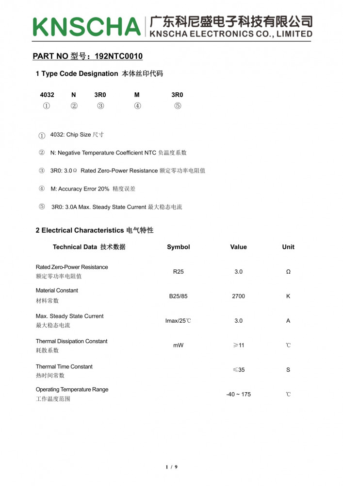 192NTC0010 datasheet page 1