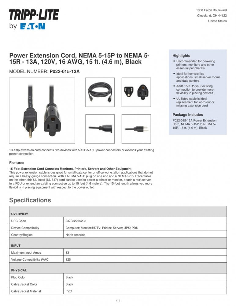 P022-015-13A technical document page 1