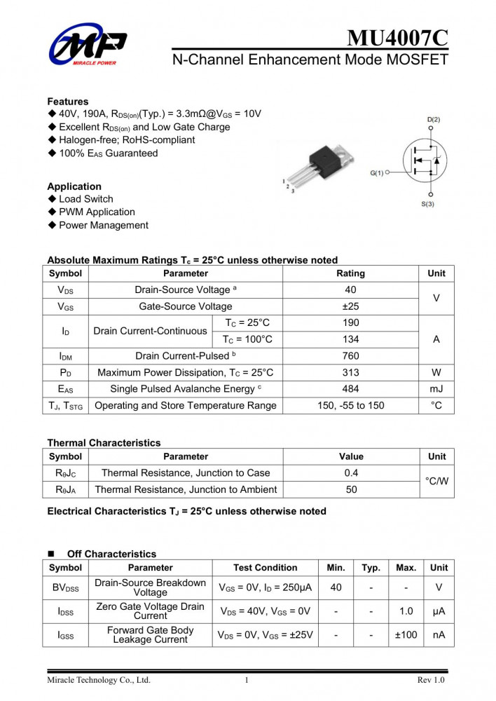 MU4007C datasheet page 1