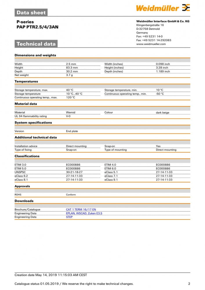 WEIDMULLER 1934690000 technical document page 2
