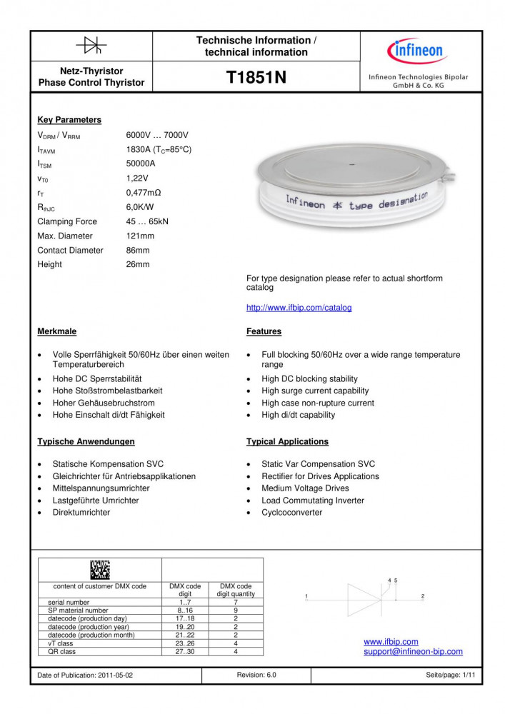T1851N70TOH technical document page 1