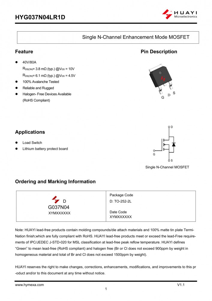 HYG037N04LR1D datasheet page 1