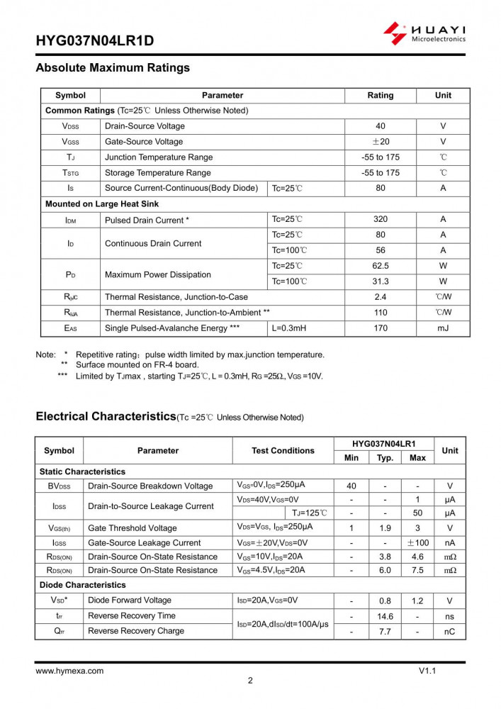 HYG037N04LR1D datasheet page 2