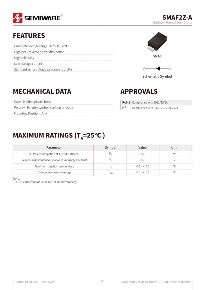 SMAF2Z6.2A datasheet page 1