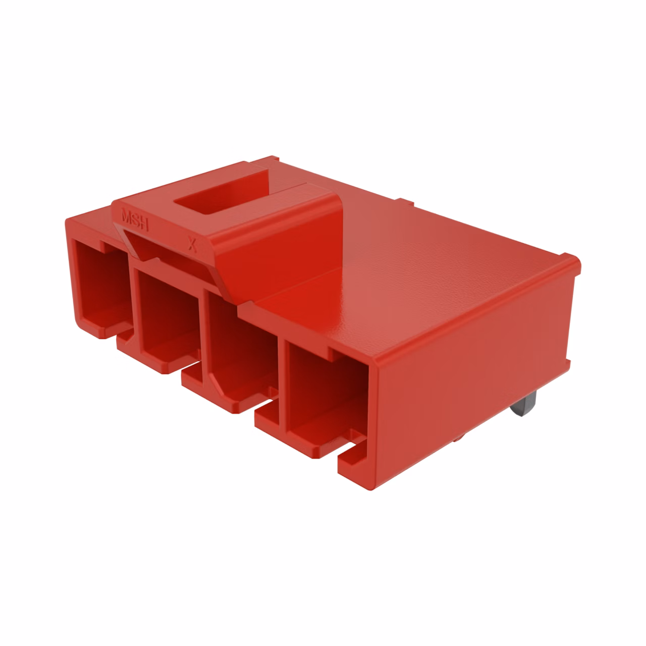 Mega-Fit ColorLock Right-Angle Header, 5.70mm Pitch, Single Row, 4 Circuits, Matte Tin (Sn) Plating, Glow-Wire Capable, Tray, Red for sale
