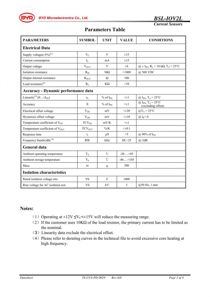 BSL-400IOV2L technical document page 2