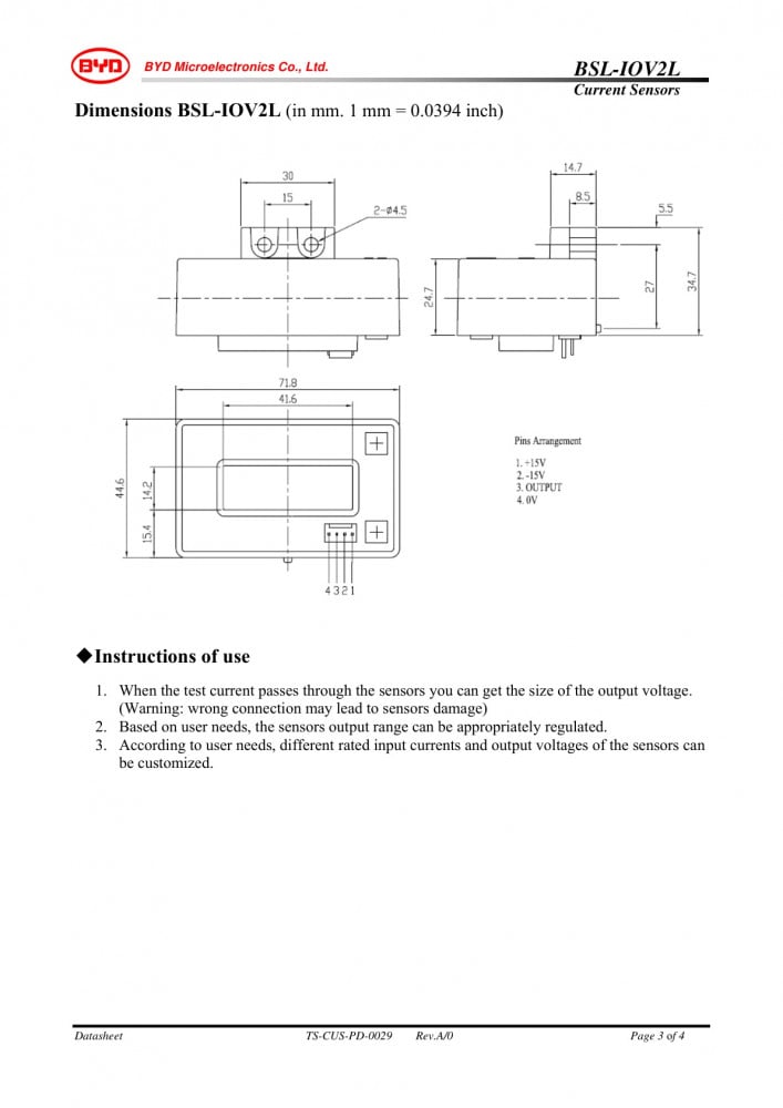 BSL-400IOV2L technical document page 3