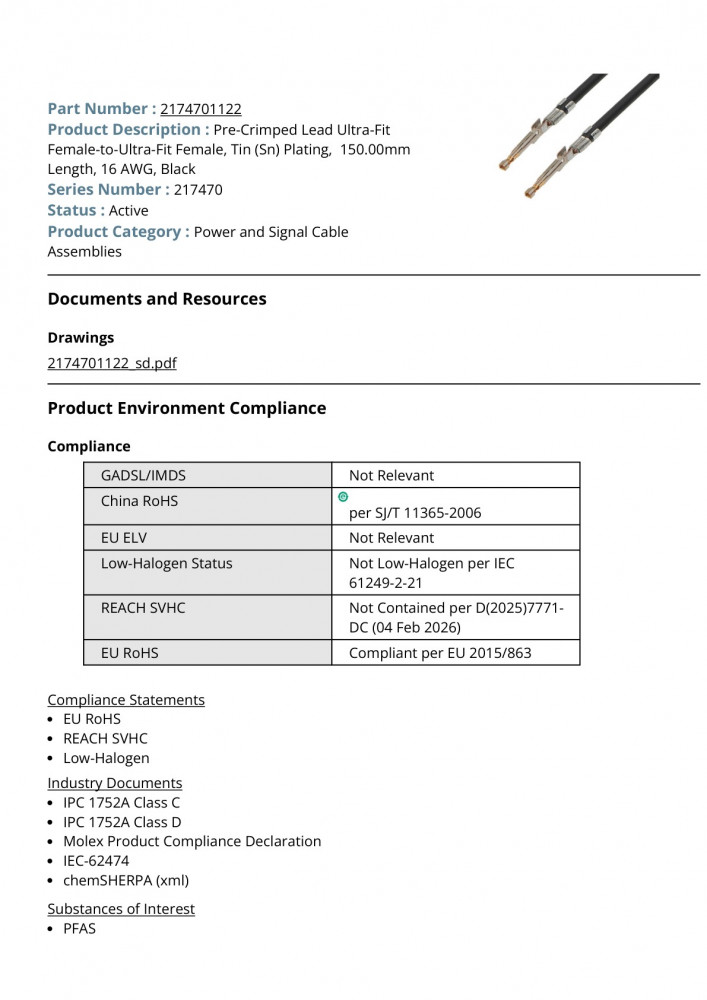 MOLEX 2174701122 drawing preview, page 1