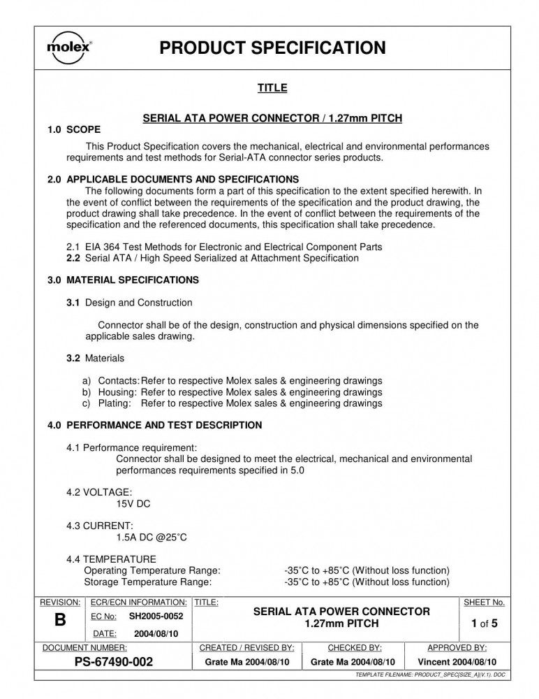 Serial ATA power connector specification, page 1