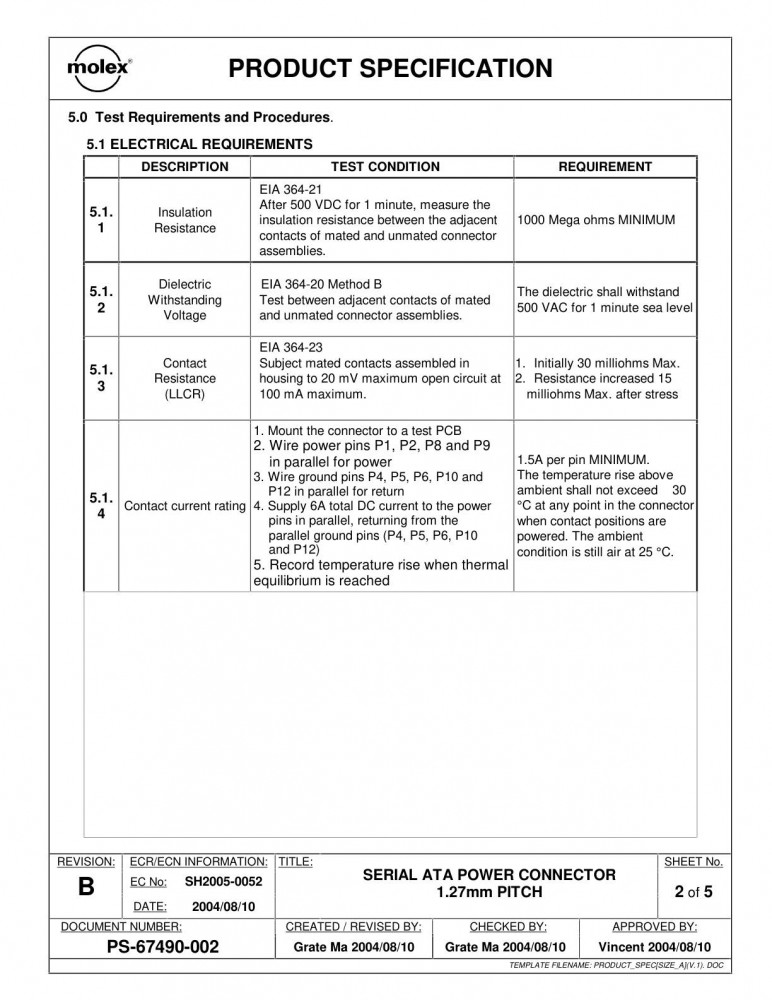 Serial ATA power connector specification, page 2