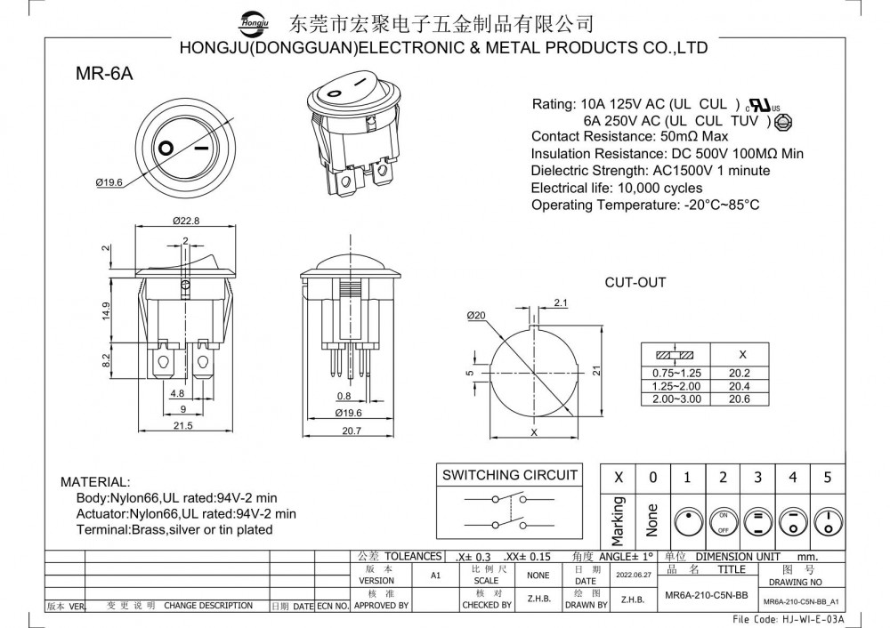 MR-6A-210-C5N-BB technical document page 1