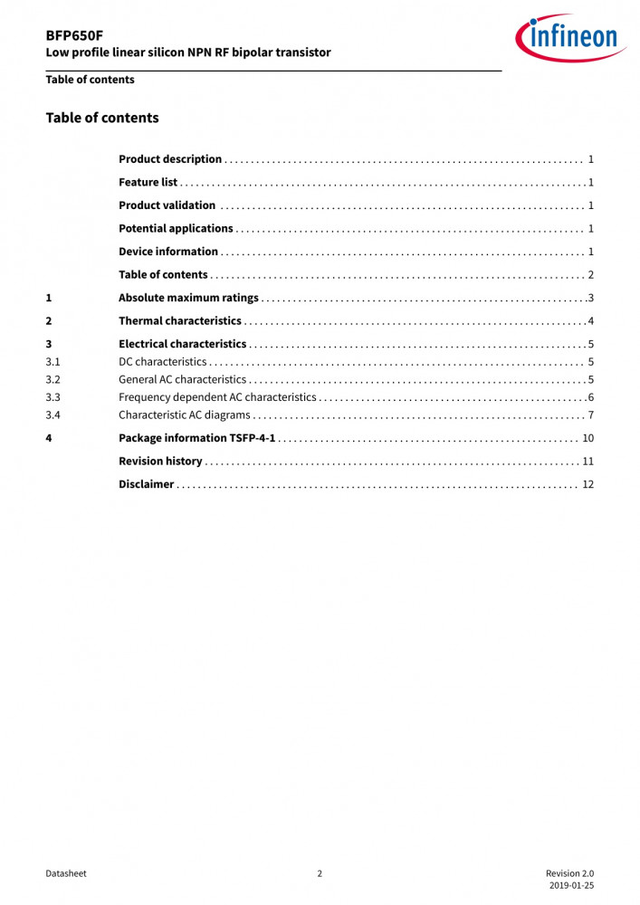 BFP650F technical document page 2