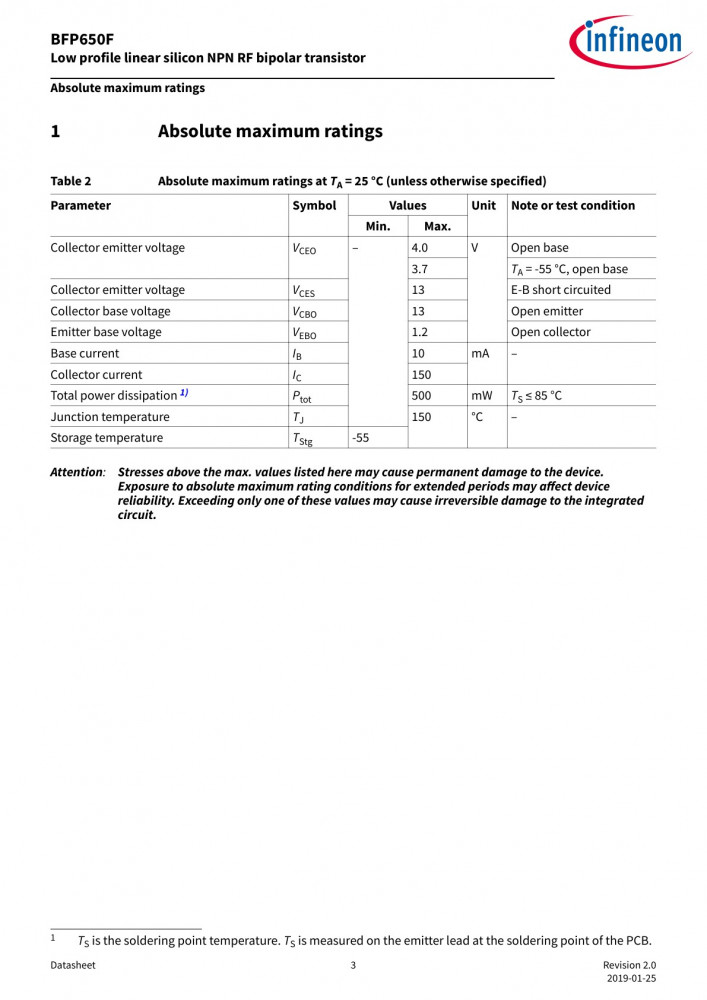 BFP650F technical document page 3