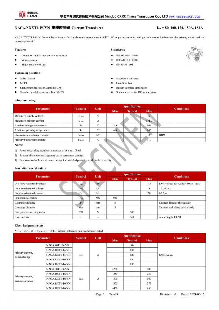 NACA.80T1-P6/VN datasheet page 1