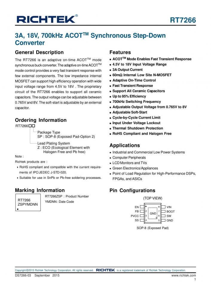 RT7266 datasheet page 1