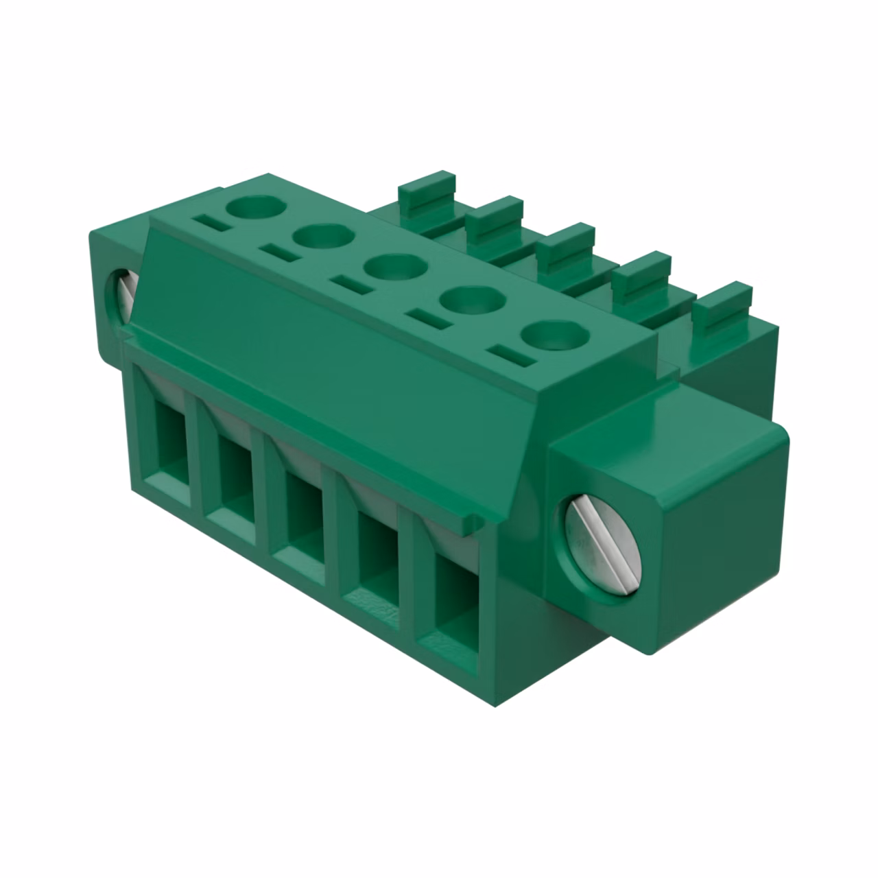 3.81mm Pitch Eurostyle Horizontal Plug, with Retention Screws and Standard Imprinting, Green Housing, 5 Circuits for sale