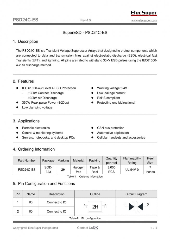 PSD24C-ES datasheet page 1