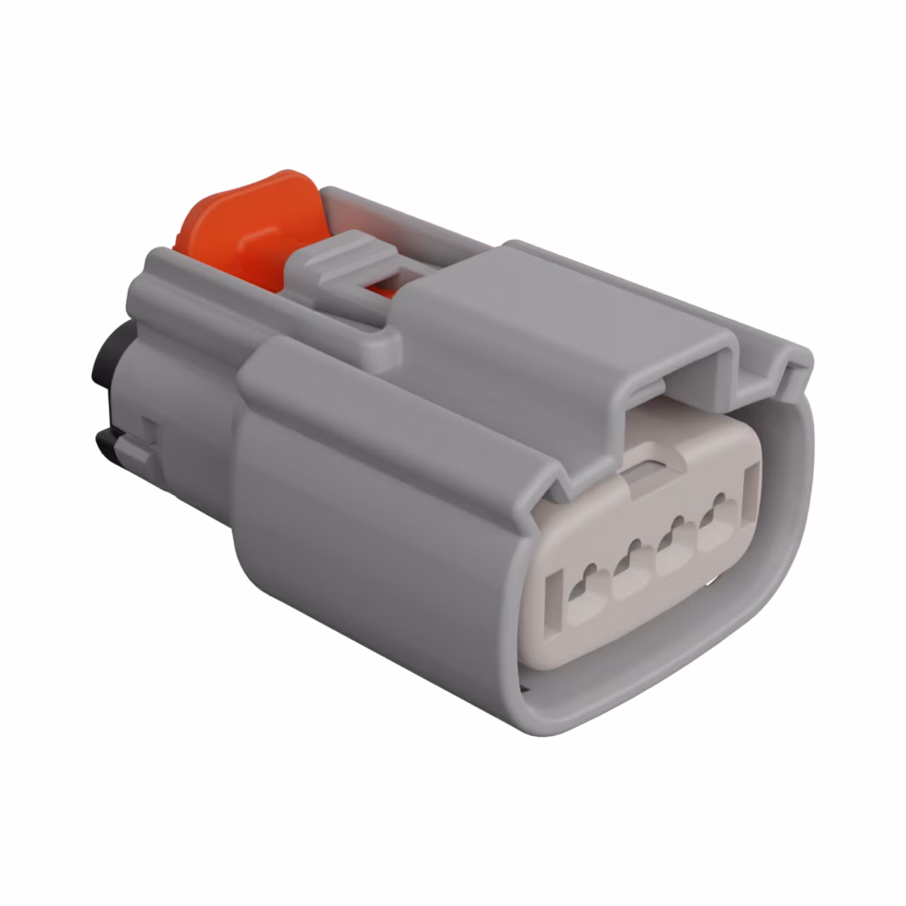 MX150 Mat-Sealed Female Connector Assembly, Single Row, 4 Circuits, Keying Option D, with Connector Position Assurance, Stone Gray for sale